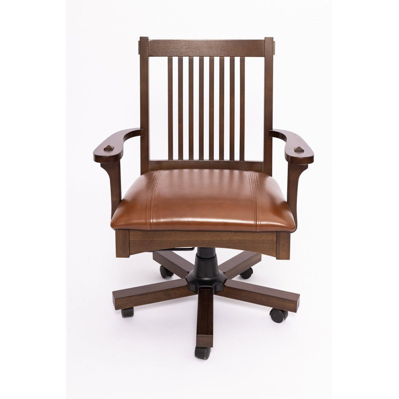 Crafters and Weavers Arts And Crafts Genuine Leather Office Chair Wayfair